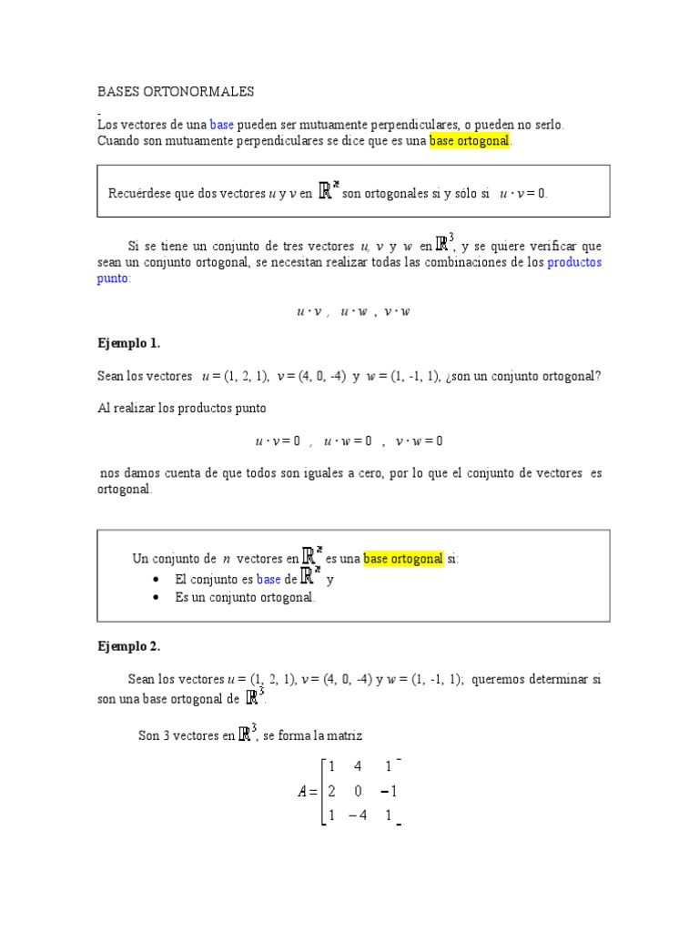 Bases Ortonormales 1 | PDF