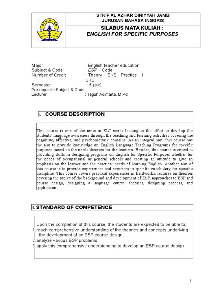 ESP Course Design Guide | PDF | English As A Second Or Foreign Language ...