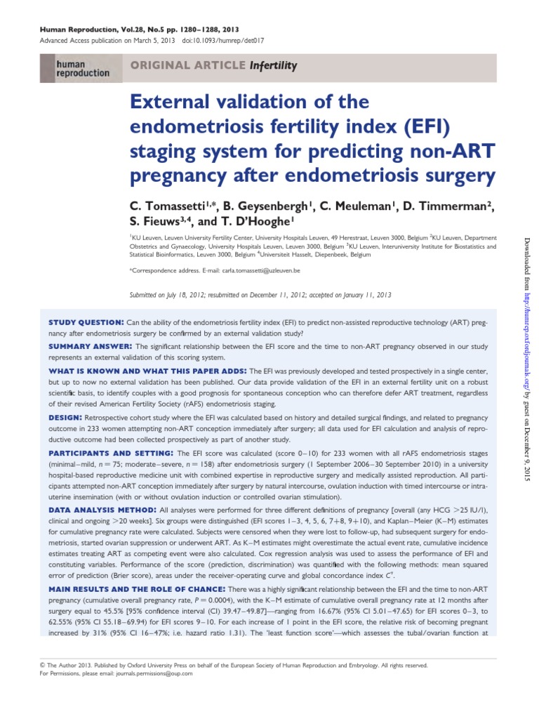 EFI Score | Infertility | Errors And Residuals