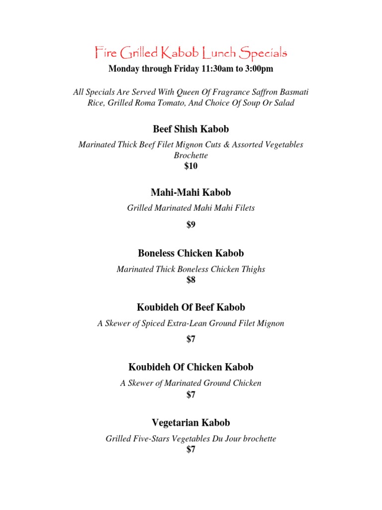 Lunch Menu | PDF