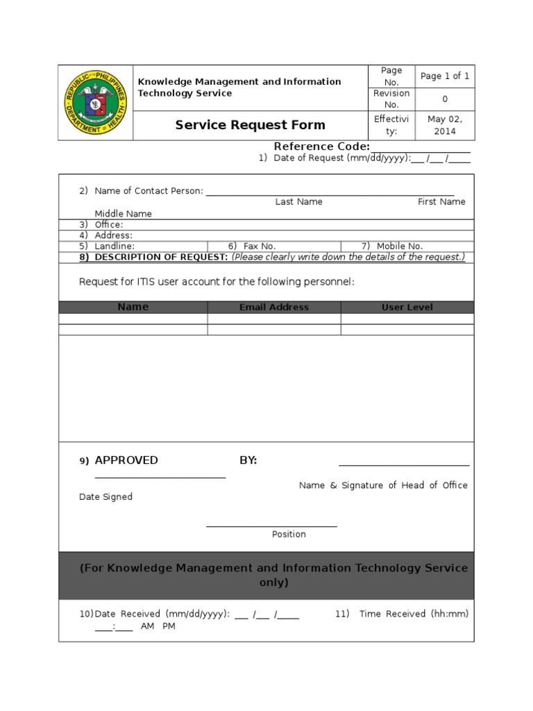 ITIS User Account Request Form | PDF | Finance & Money Management ...