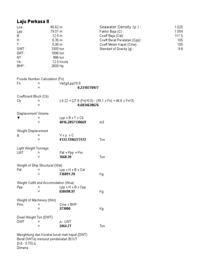 Menghitung DWT dan Displacement Kapal | PDF | Tonnage | Mass