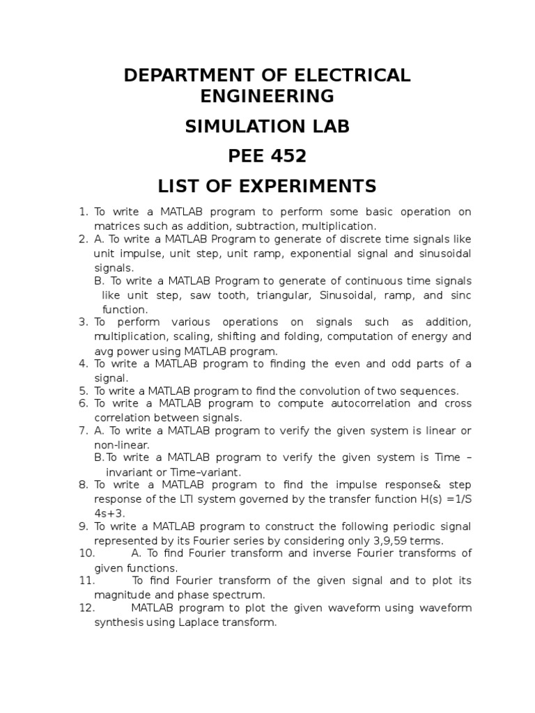 MATLAB Experiments in Signal Processing | PDF