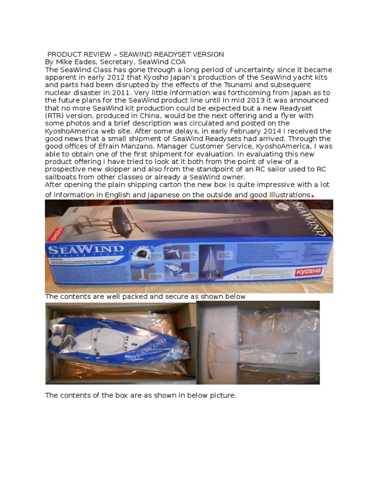 Product Review: Kyosho SeaWind | PDF | Sail | Rigging