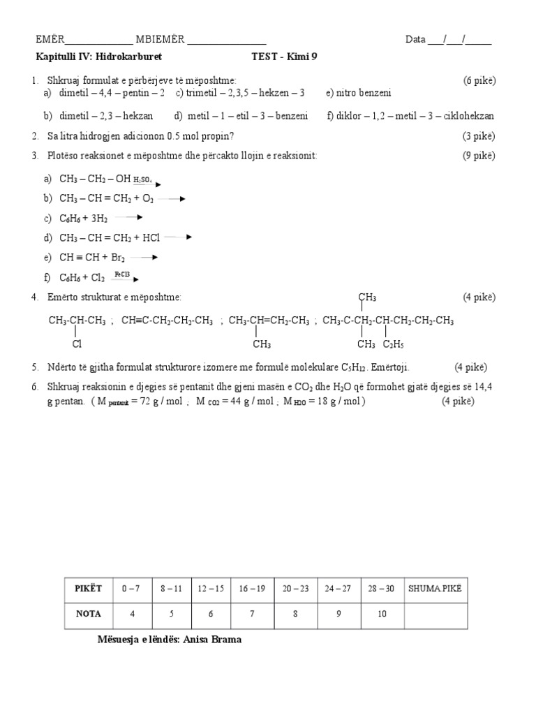 Test Kimi 11 Hidrokarburet | PDF