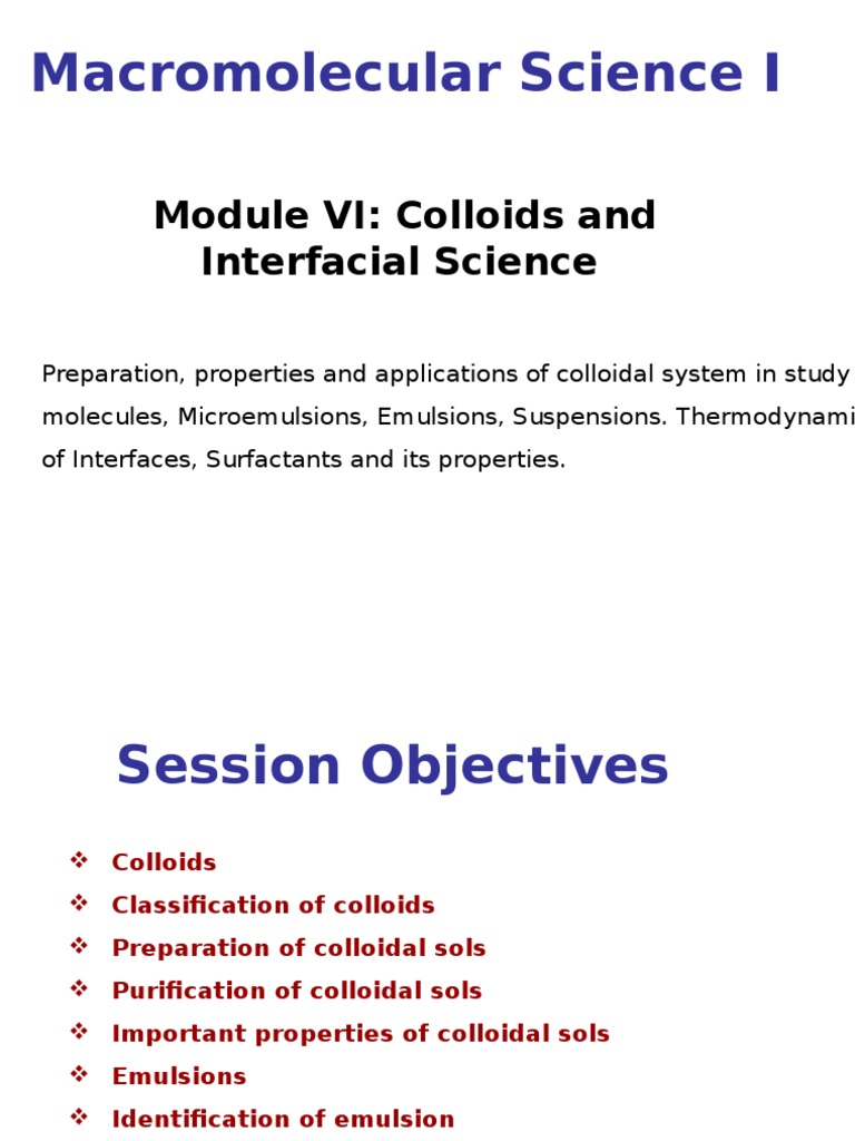 Colloids Introduction (MS I) | PDF | Colloid | Particle