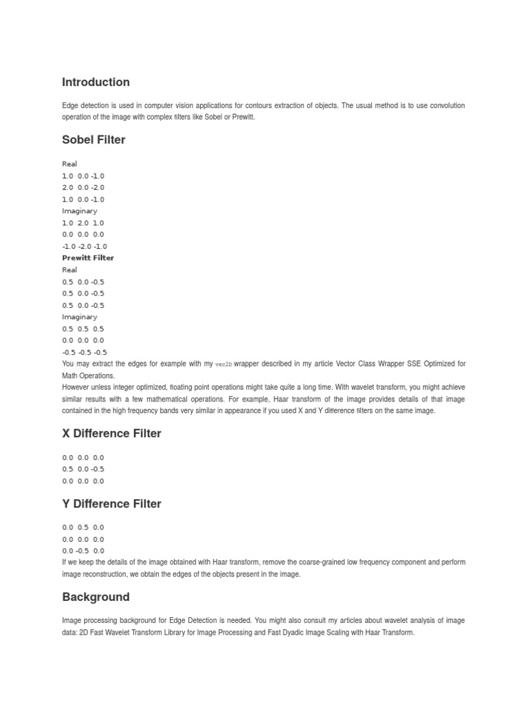 Prewitt Filter: Vec2d | PDF