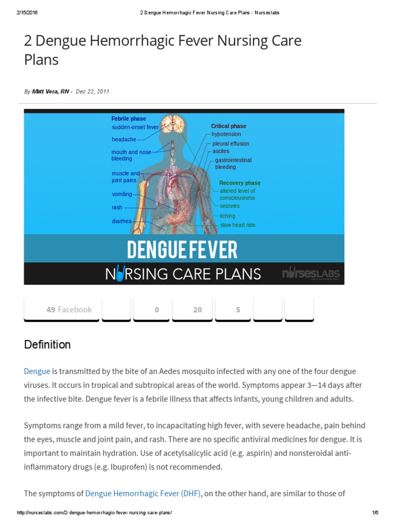2 Dengue Hemorrhagic Fever Nursing Care Plans - Nurseslabs | PDF ...