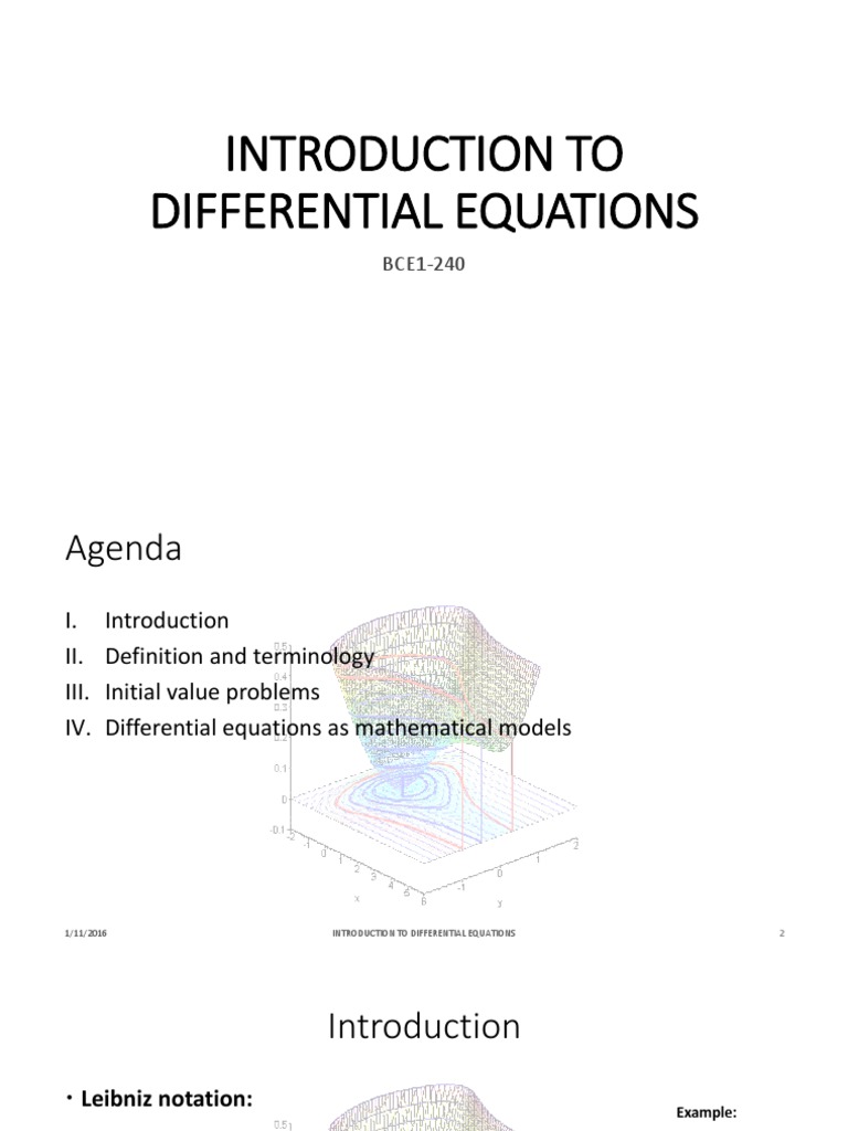 Unit I Introduction To Differential Equations | PDF | Differential ...