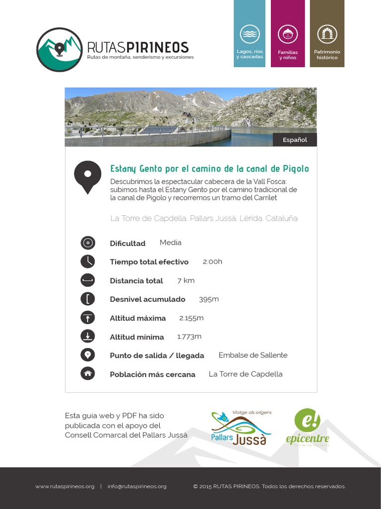RUTAS PIRINEOS Canal de Pigolo Carrilet Estany Gento Sallente Vall ...