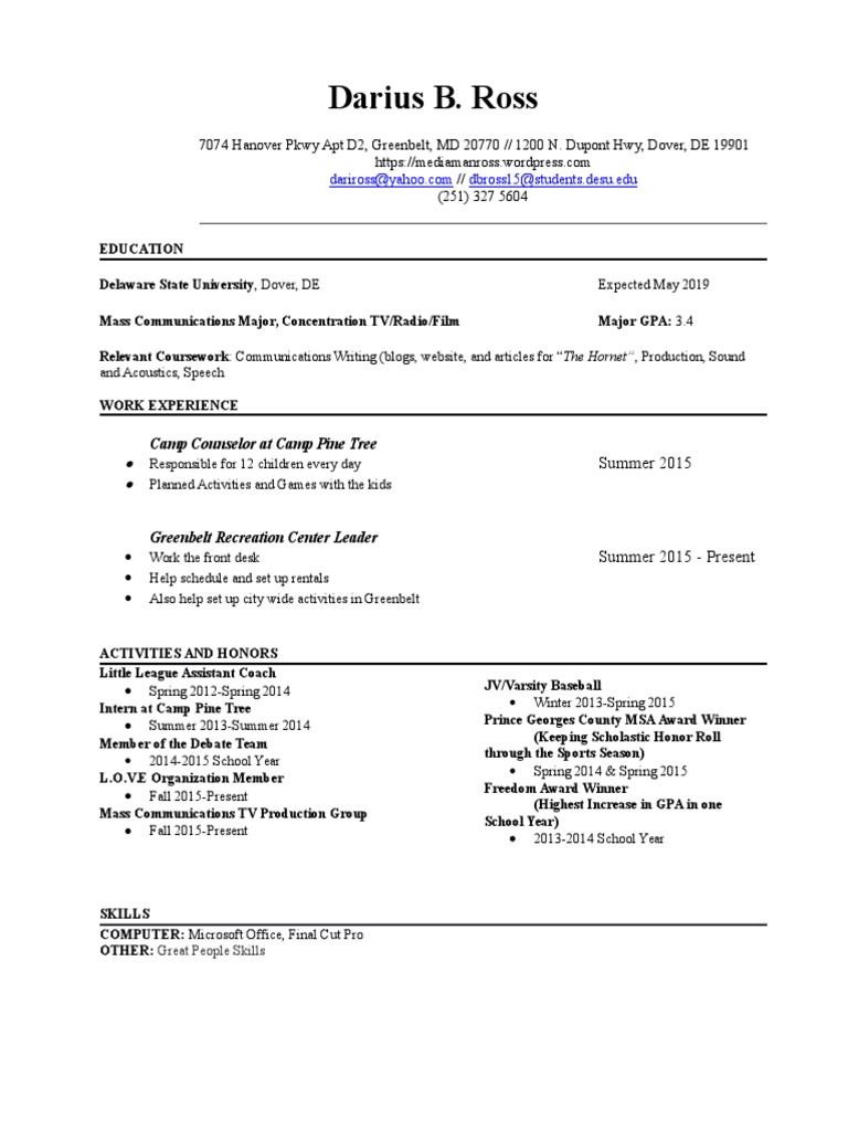 Darius Ross Resume | PDF