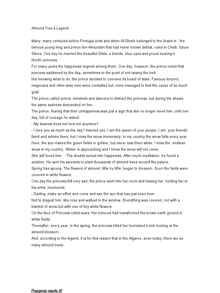 Legend of the Almond Tree Blossom | PDF | Poetry