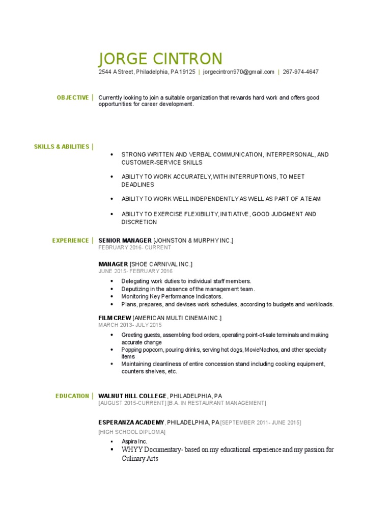 Jorge Cintron - Resume | PDF | Career & Growth | Business