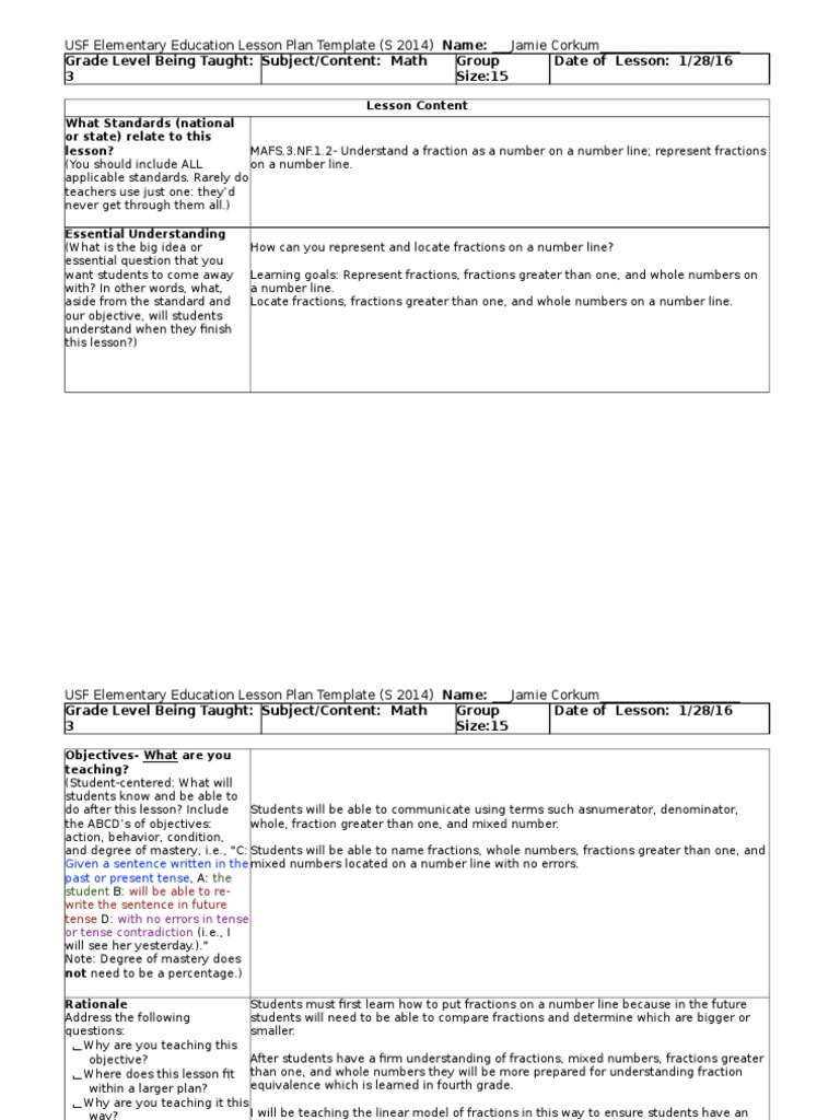 3rd Grade Fraction Lesson Plan | PDF | Lesson Plan | Fraction (Mathematics)
