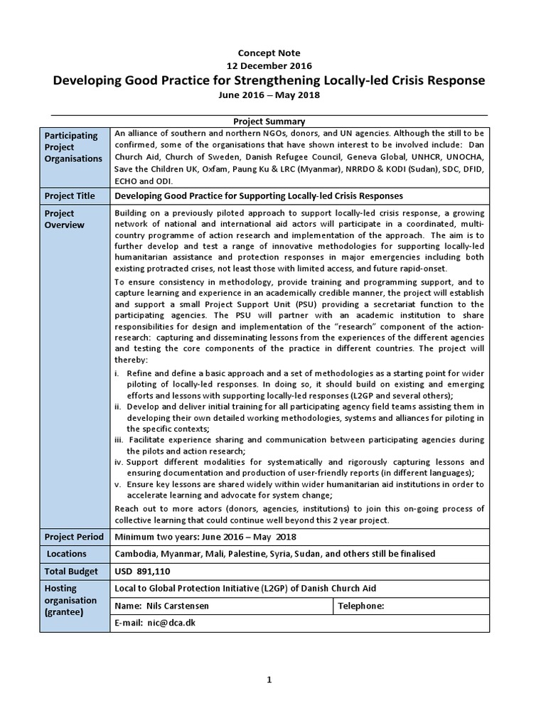 Concept Note Locally-Led Response 151215 | PDF | Humanitarian Aid ...