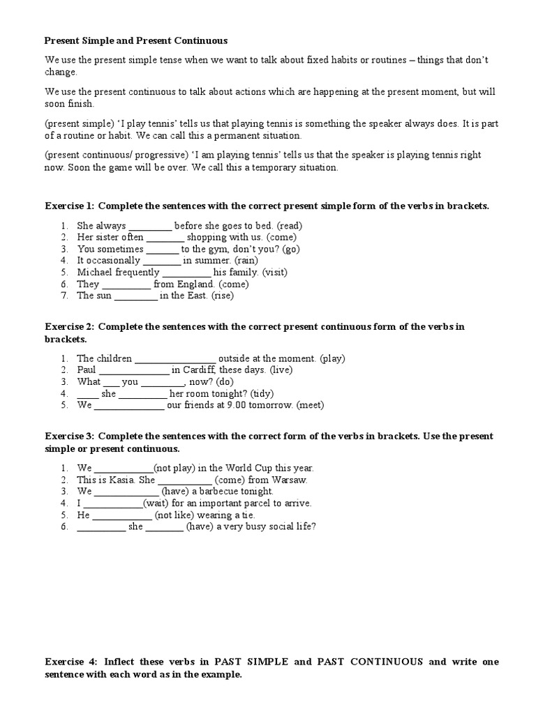 Present Simple and Present Continuous | PDF | Ellipsis | Verb