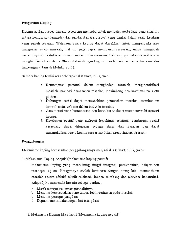 Mekanisme Koping | PDF
