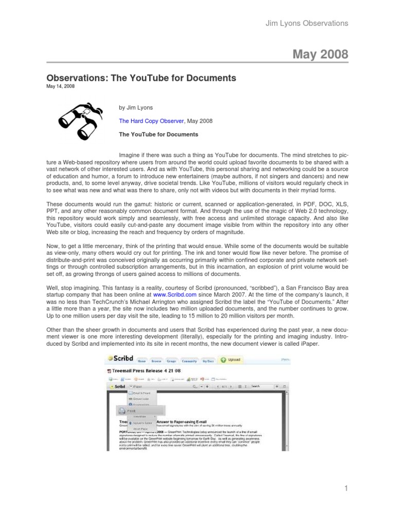 Jim Lyons Observations | PDF | Scribd | You Tube