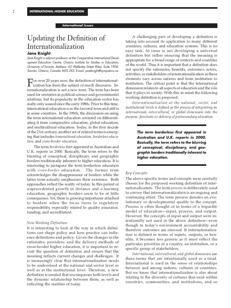 Updating The Definition of Internationalization - Jane Knight | PDF ...