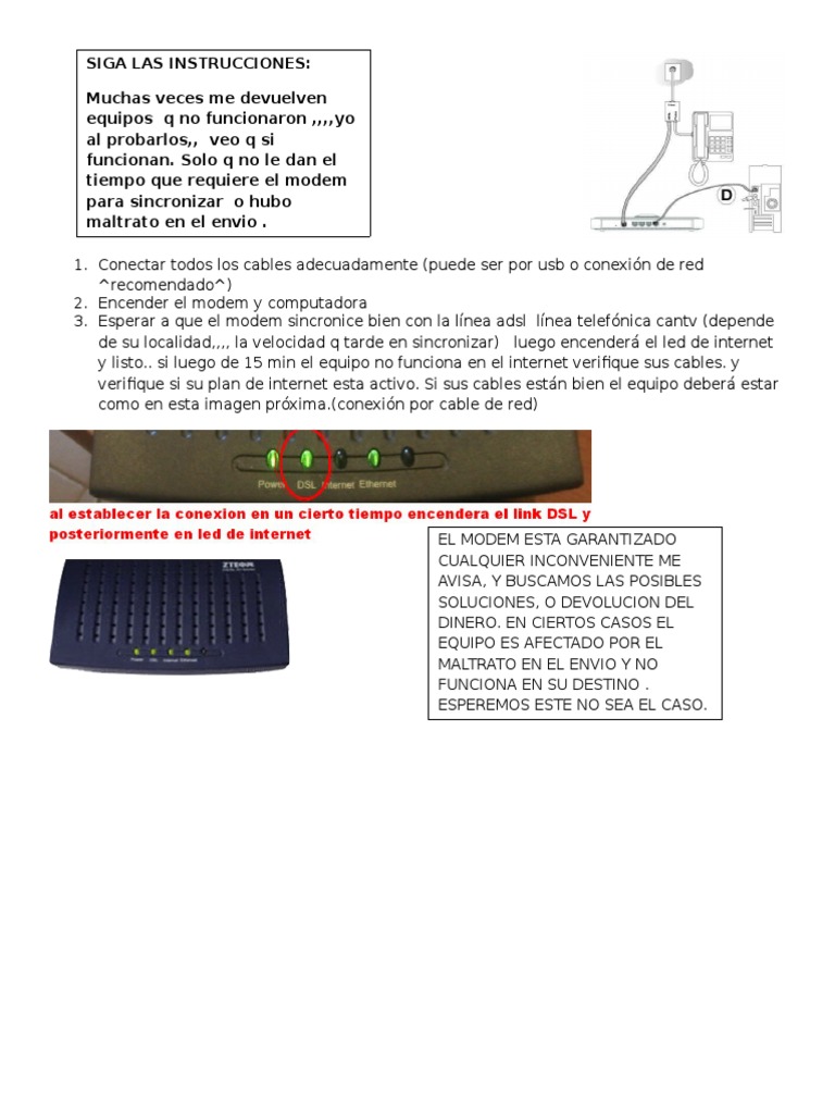 Conectar Modem Cantv Zte | PDF | Módem | Infraestructura de ...