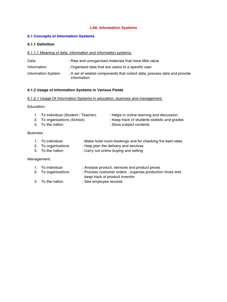 Information Systems Form 5 | Download Free PDF | Information System ...