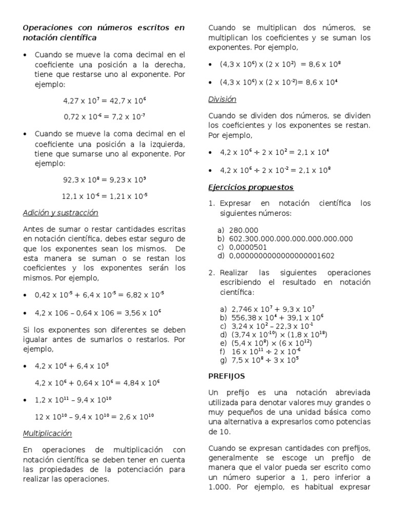 Operaciones Con Notación Científica | PDF | Aritmética | Modelado científico