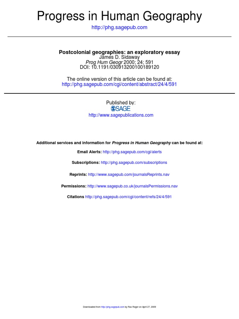 Sidaway Postcolonial Geographies | PDF | Postcolonialism | Colonialism