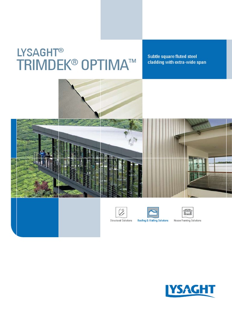 LYSAGHT Trimdek Optima (Sep 2010) | PDF | Roof | Tropical Cyclones