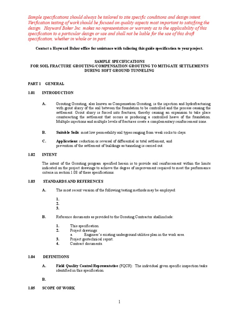 Soil Fracture Grouting Guide Specification | PDF | Pump | Specification (Technical Standard)