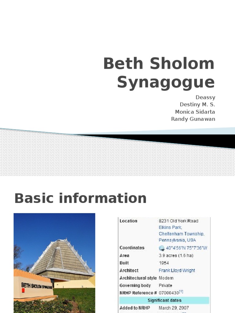 Beth Sholom Synagogue (Autosaved) | PDF | Concrete | Steel