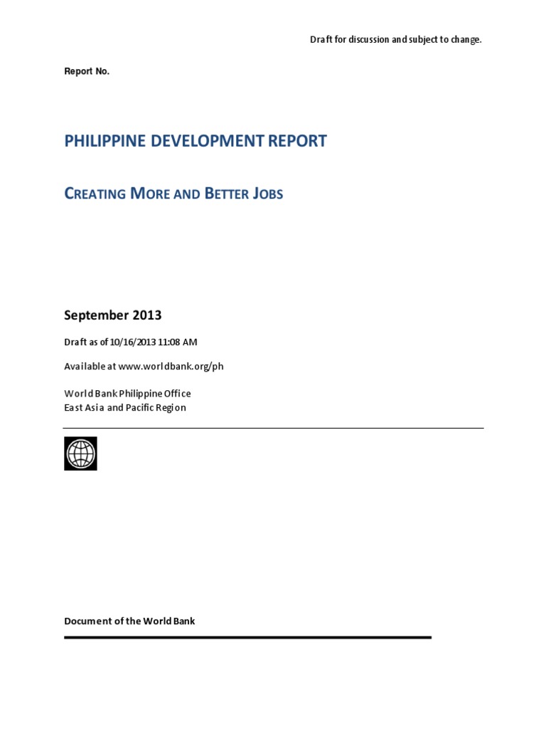 Philippine Development Report 2013 | PDF | Informal Sector | Employment