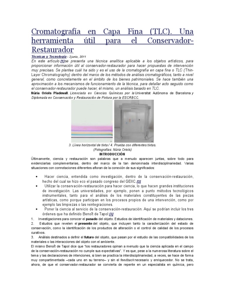 Cromatografía en Capa Fina | PDF | Cromatografía líquida de alto rendimiento | Cromatografía