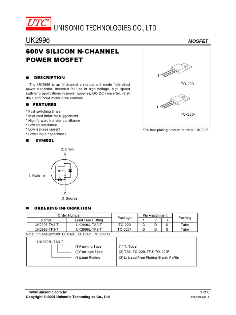 Datasheet 13001 | PDF | Field Effect Transistor | Mosfet