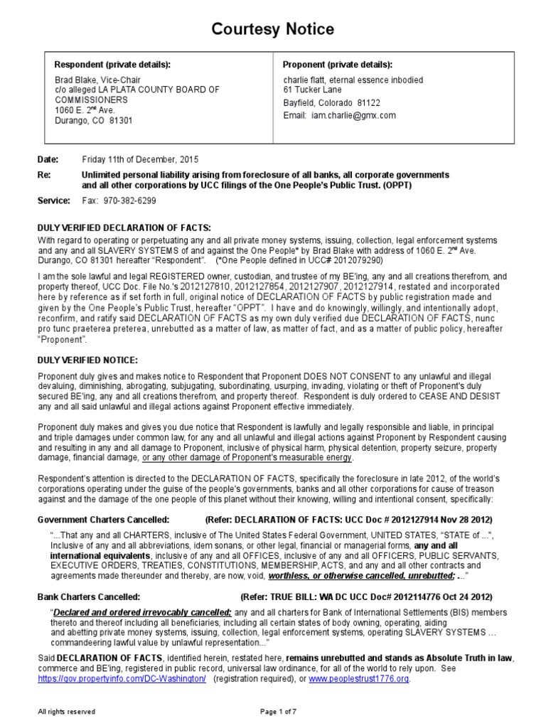 Courtesy Notice - BBlake - 12112015 | PDF | Trust Law | Foreclosure