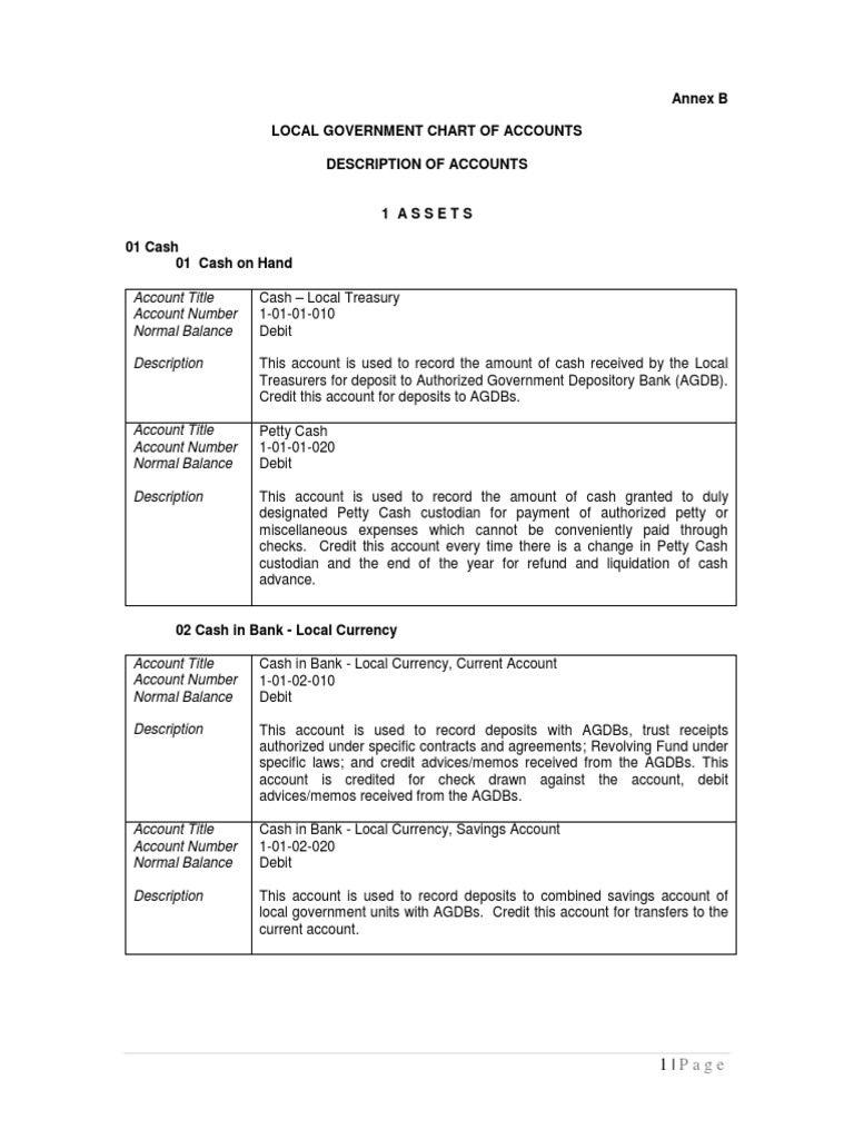 Revised Local Government Chart of Accounts | PDF | Debits And Credits ...