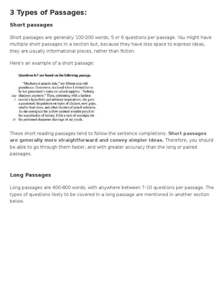 3 Types of Passages | Sat | Reading Comprehension
