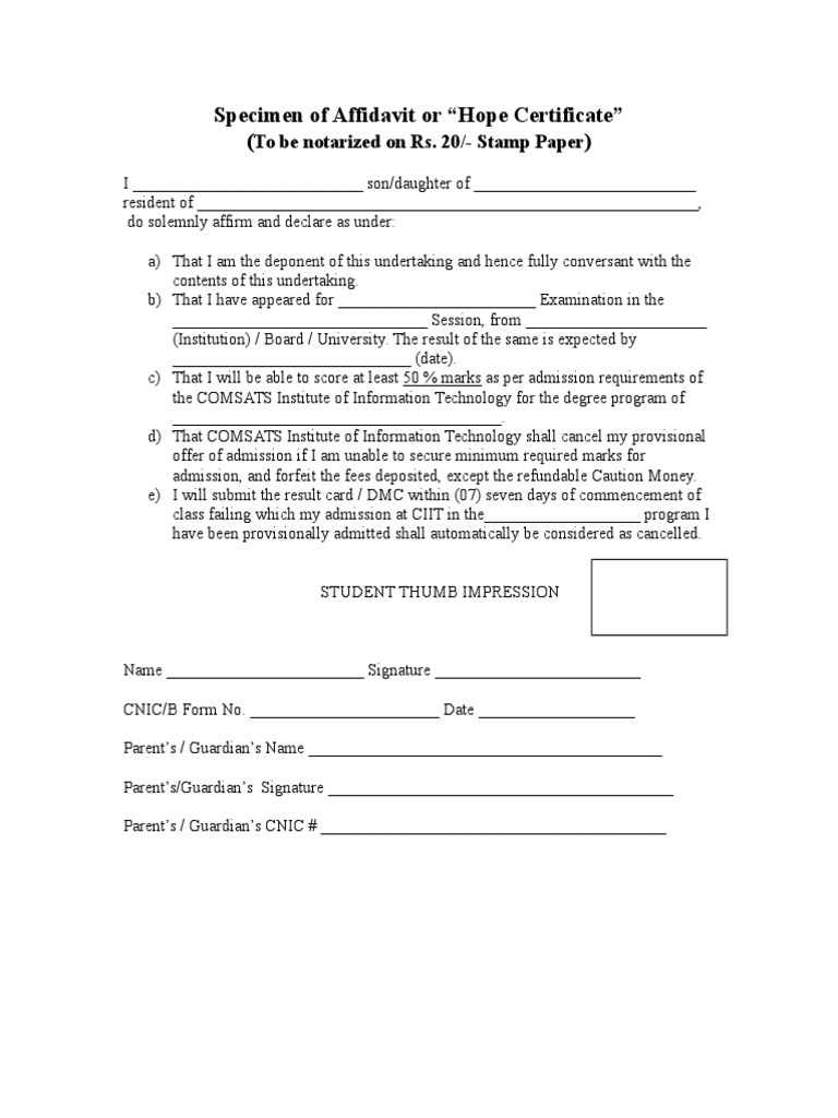 Specimen of Affidavit | PDF