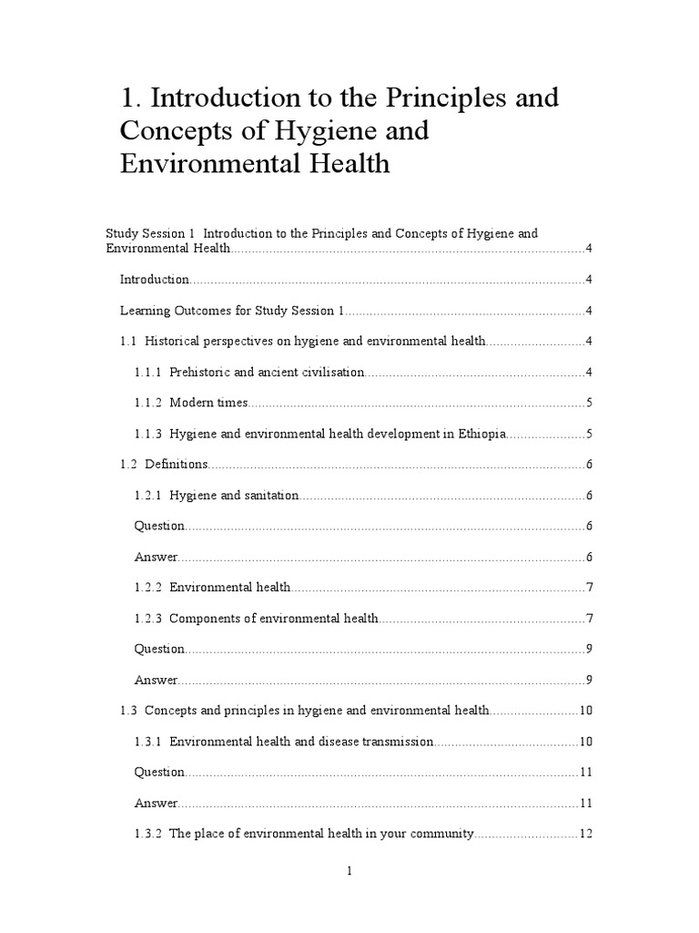 Introduction To The Principles and Concepts of Hygiene and ...