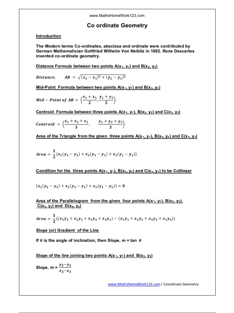 Co Ordinate Geometry | PDF | Line (Geometry) | Euclidean Plane Geometry