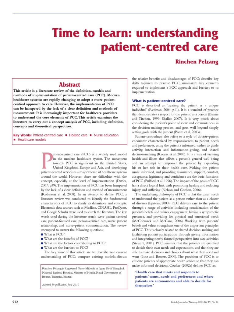 Time To Learn. Understanding Patient Centered Care | PDF | Health Care ...