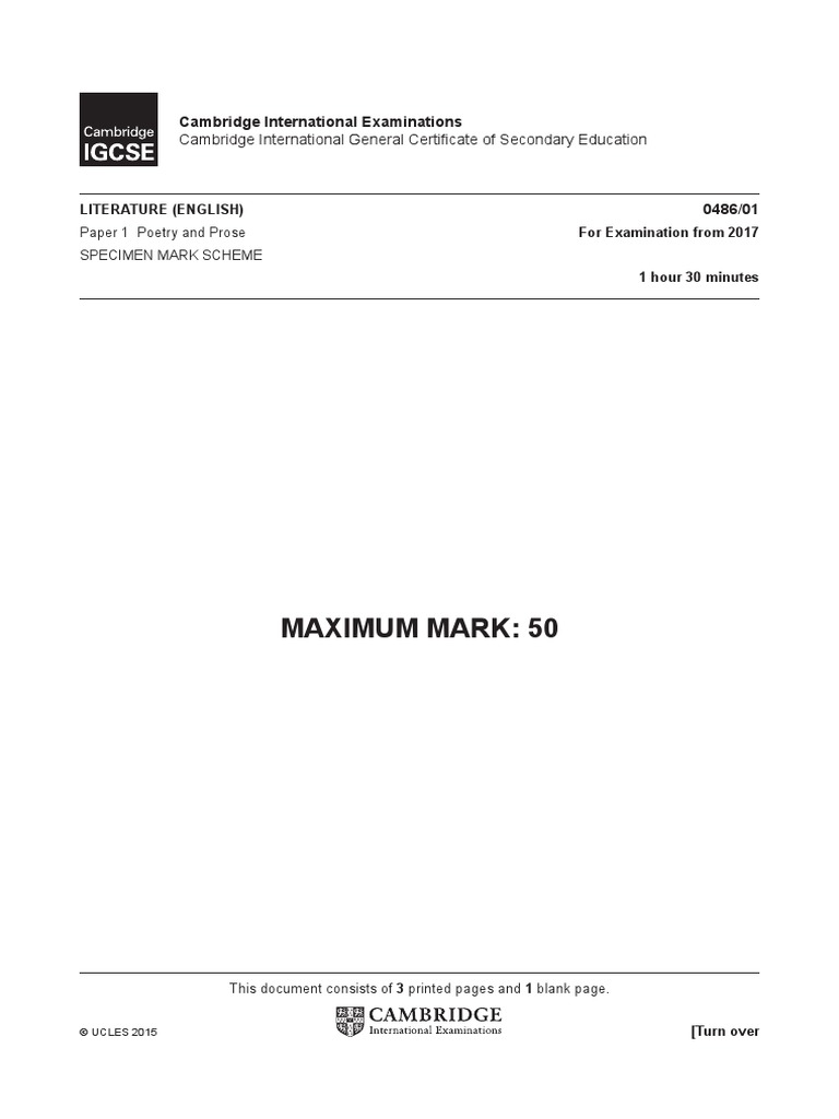 Specimen Paper 1 Mark Scheme 2017 | PDF | Learning | Cognition