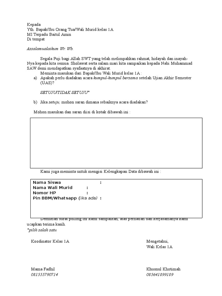 Contoh Surat Polling | PDF