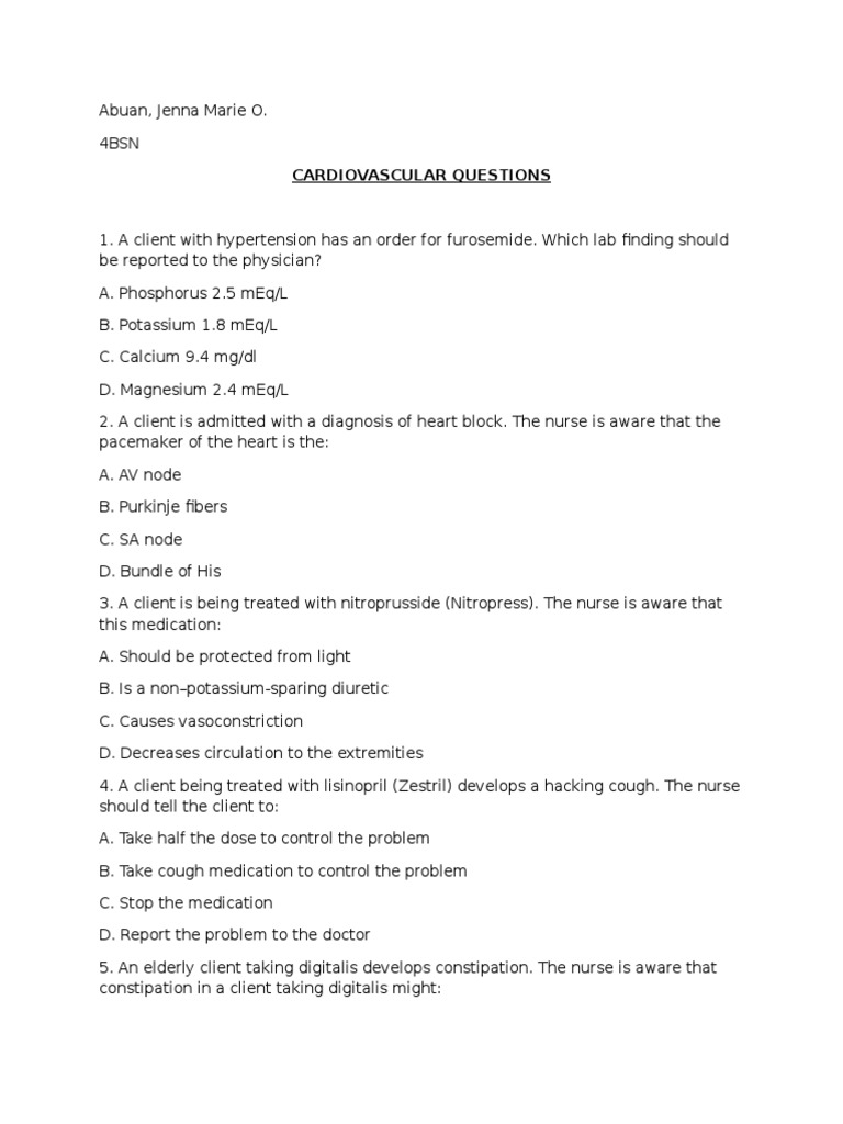Cardio Questions | Download Free PDF | Heart | Myocardial Infarction