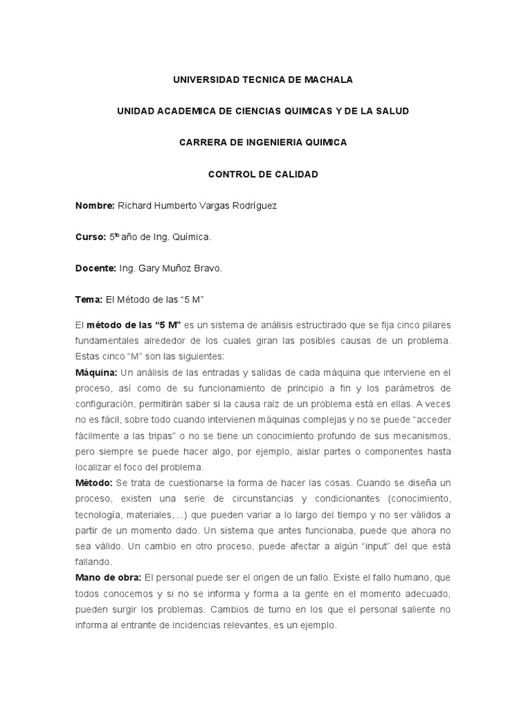 Análisis del Método de las 5 M | PDF | Negocios