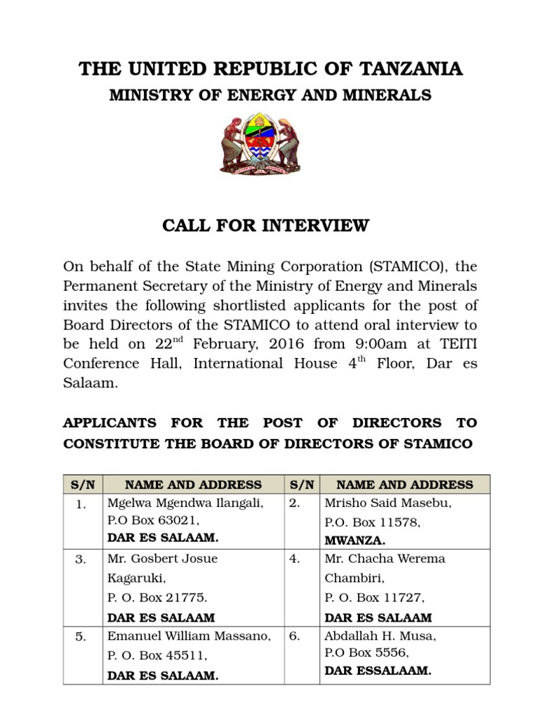 Call For An Interview - Stamico | PDF