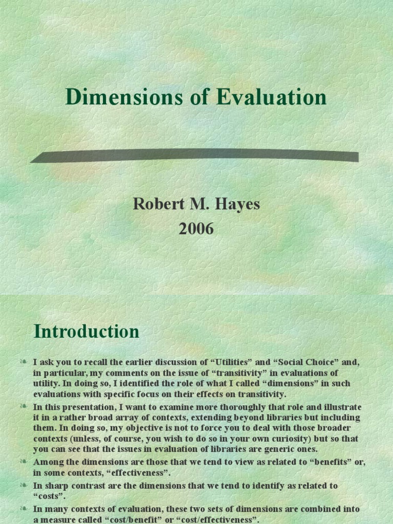 Dimensions of Evaluation | PDF | Analysis | Cognition