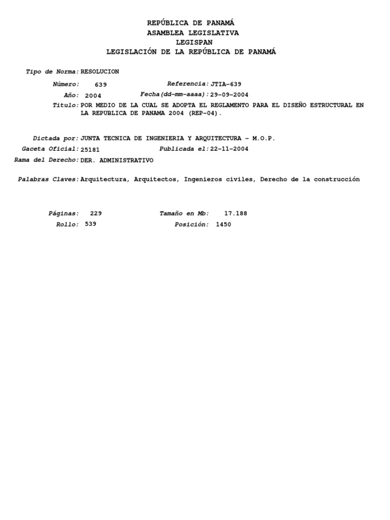 Rep 2004 | PDF | Panamá | Hormigón