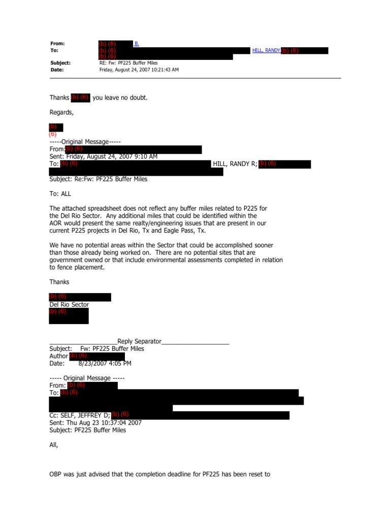 CREW: U.S. Department of Homeland Security: U.S. Customs and Border Protection: Regarding Border ...