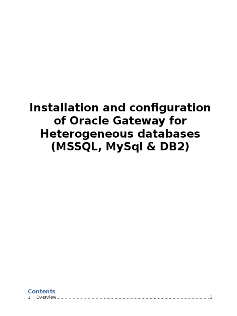 Installation and Configuration of Oracle Database Gateway For ...