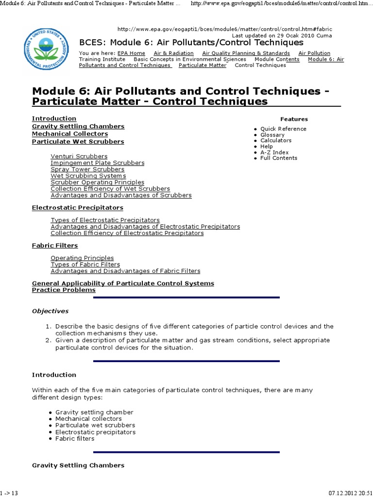 Module 6 - Air Pollutants and Control Techniques - Particulate Matter ...